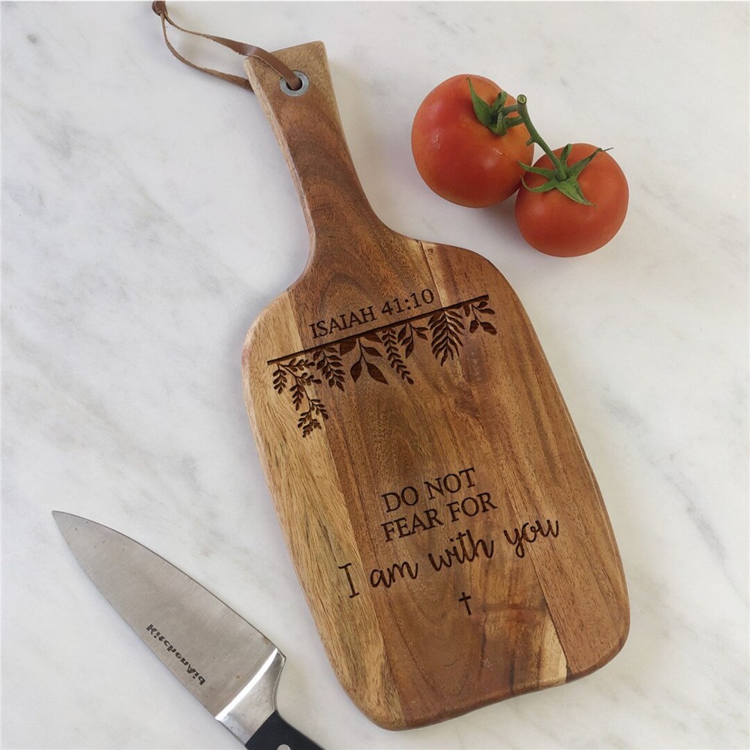 Engraved Bible Verses Acacia Paddle Cutting Board, Bible Quote Gifts ...