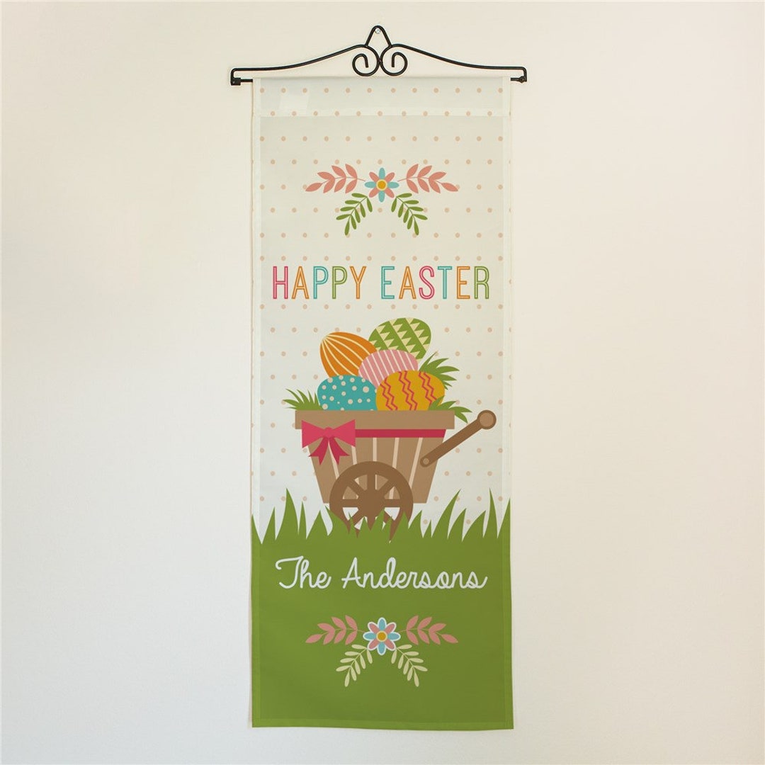 Personalized Happy Easter Wheelbarrow Wall Hanging, Easter Sunday ...