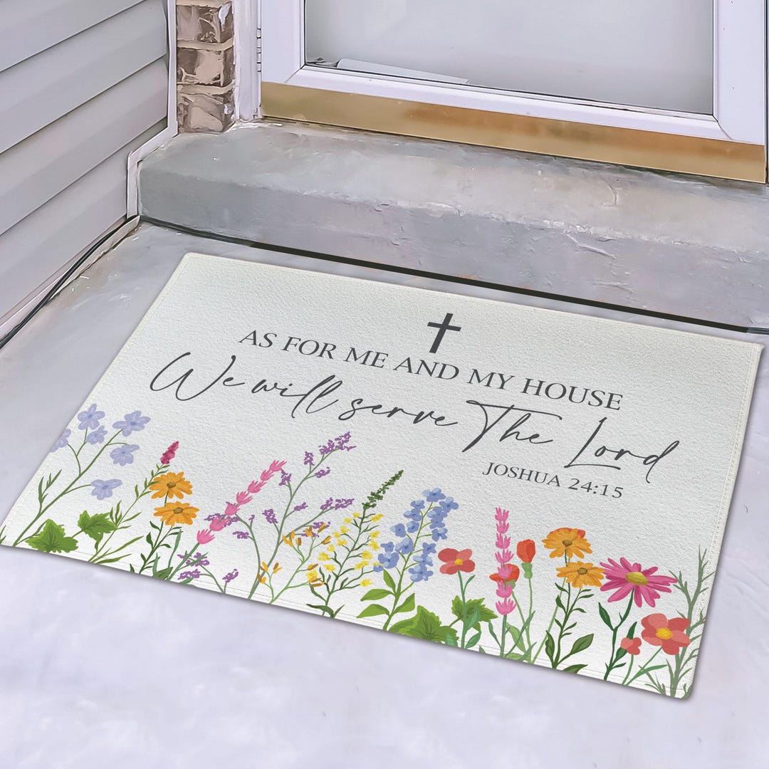 Christian Welcome Doormat, as for Me and My House Mat, Bible Verse Door ...