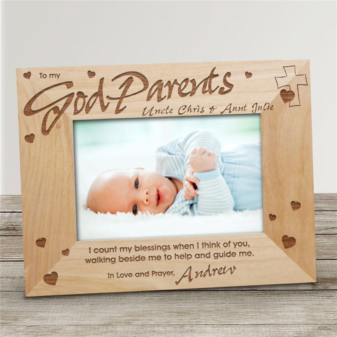 Personalized Godparent Picture Frame, Godparents, Wood Frame, Baptism ...
