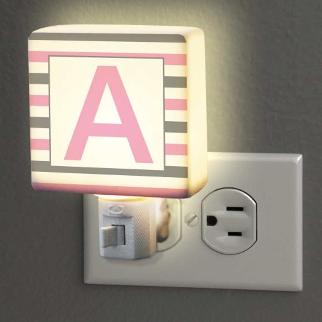 Personalized Striped Initial Night Light [night Light, Striped ...