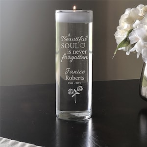 Engraved Your Light Shines Bright Memorial Floating Candle Vase ...