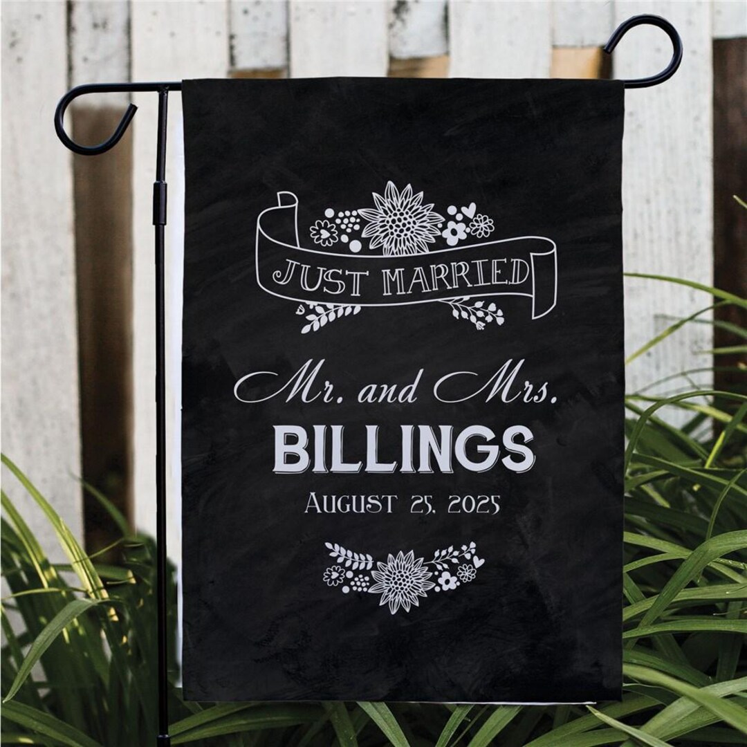 Personalized Just Married Garden Flag, Double Sided Garden Flag ...