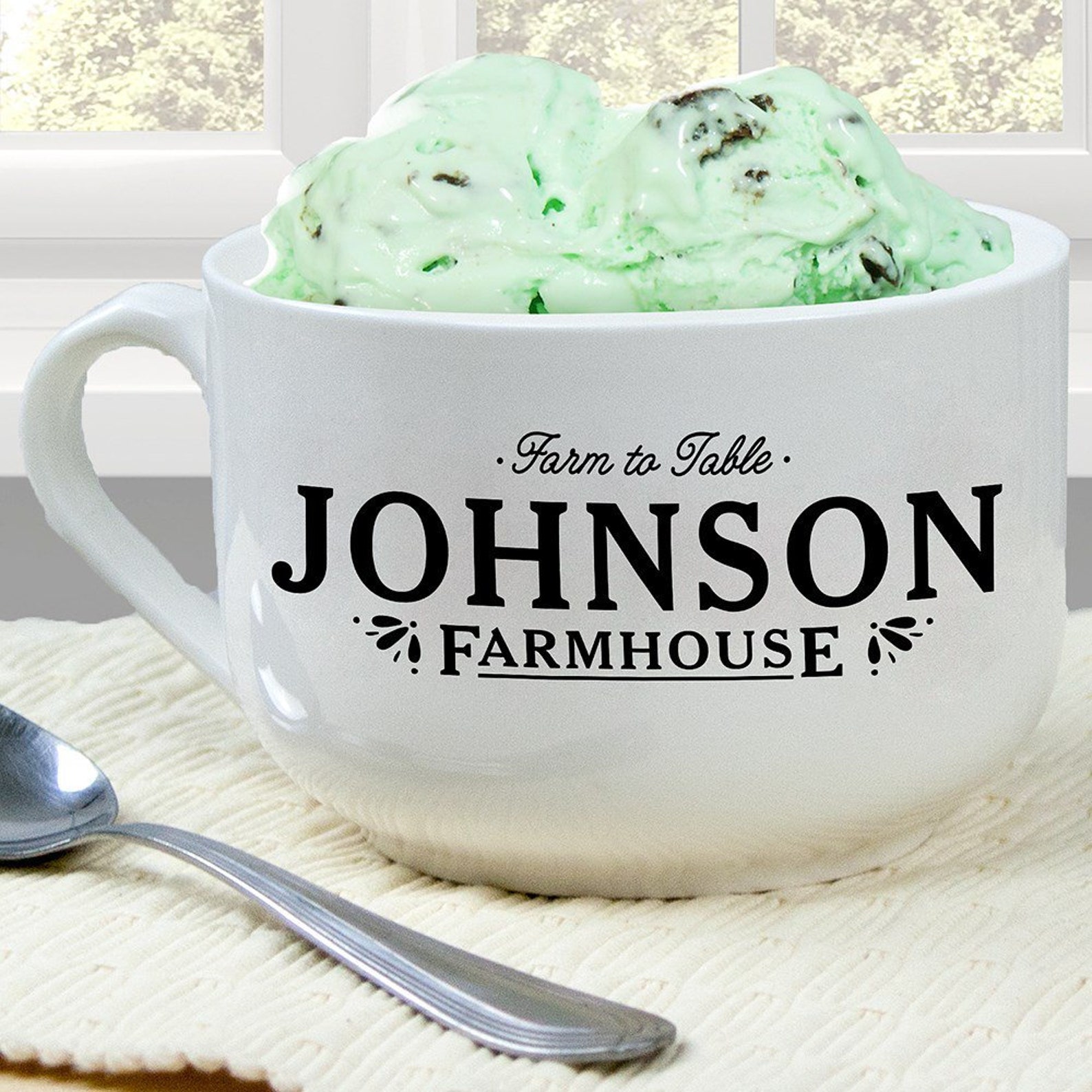 Personalized Farmhouse Ice Cream Bowl Custom Family Ice Cream - Etsy