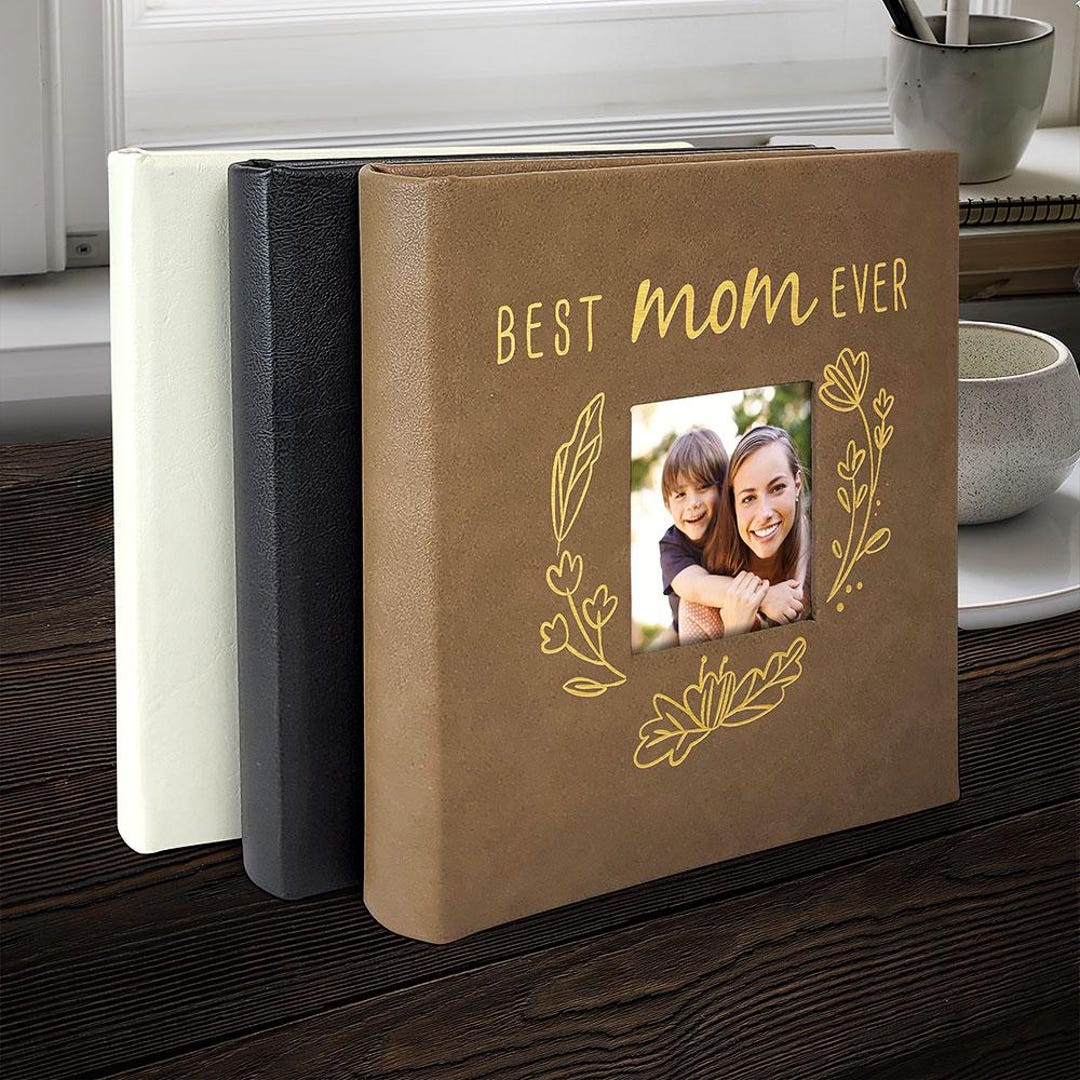 Best Mom Ever Photo Album – Faux Leather Keepsake With Floral Design ...