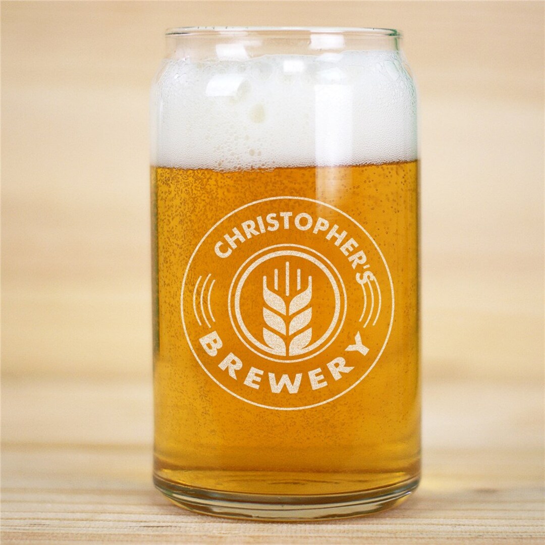 Engraved Brewery Beer Can Glass, Etched Beer Glass, Home Bar Gift, Gift ...