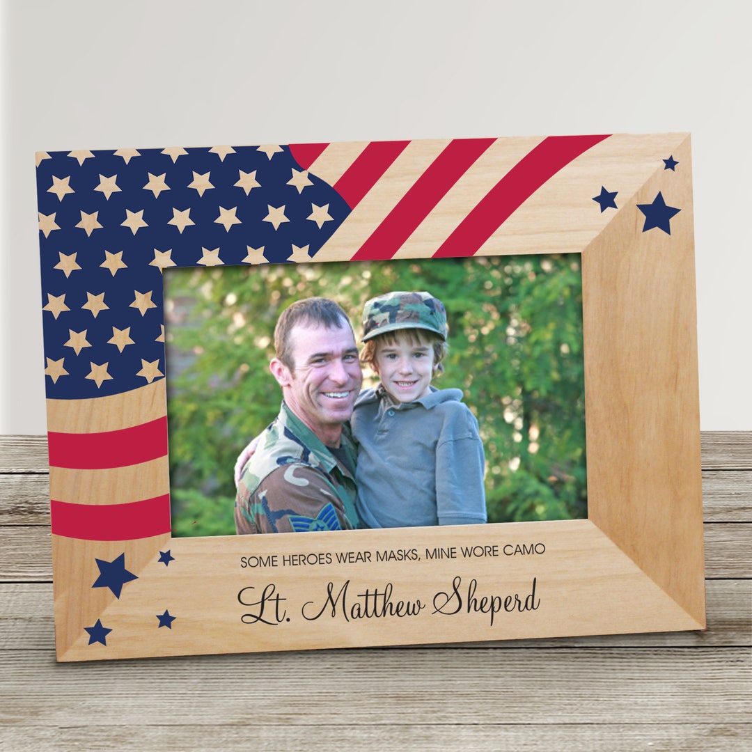 American Flag Personalized Memorial Frame, Memorial Gift, Wooden Frame ...