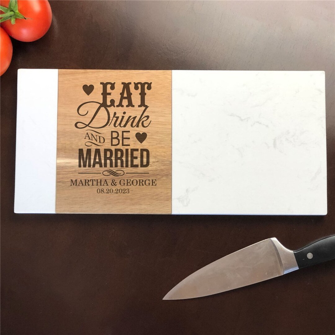 Engraved Be Married Marble and Acacia Wood Serving Board, Home, Gifts ...