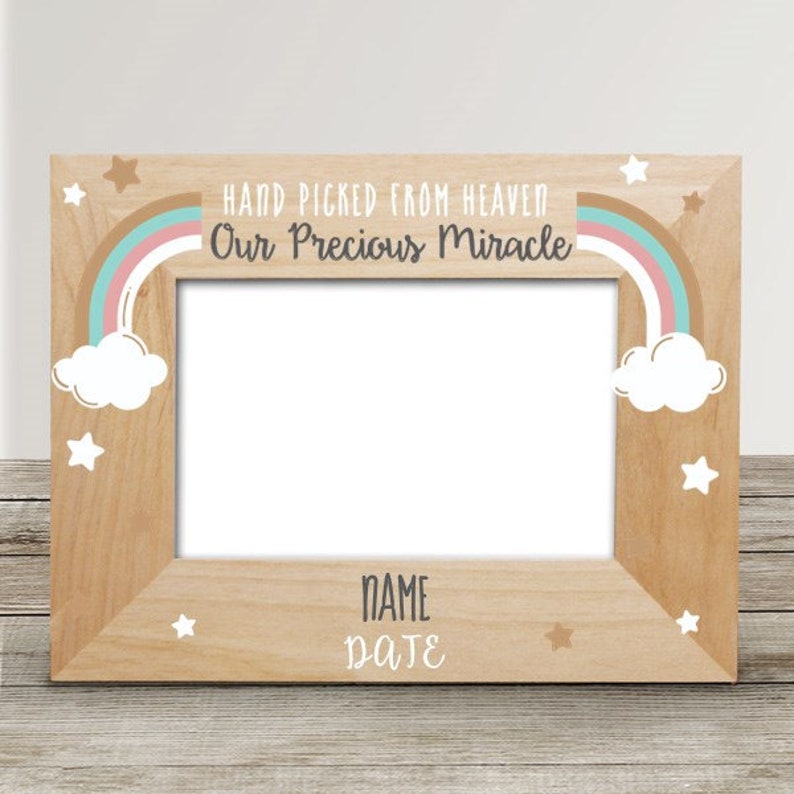 Personalized Our Precious Miracle Frame, Rainbow Baby Picture Frame ...