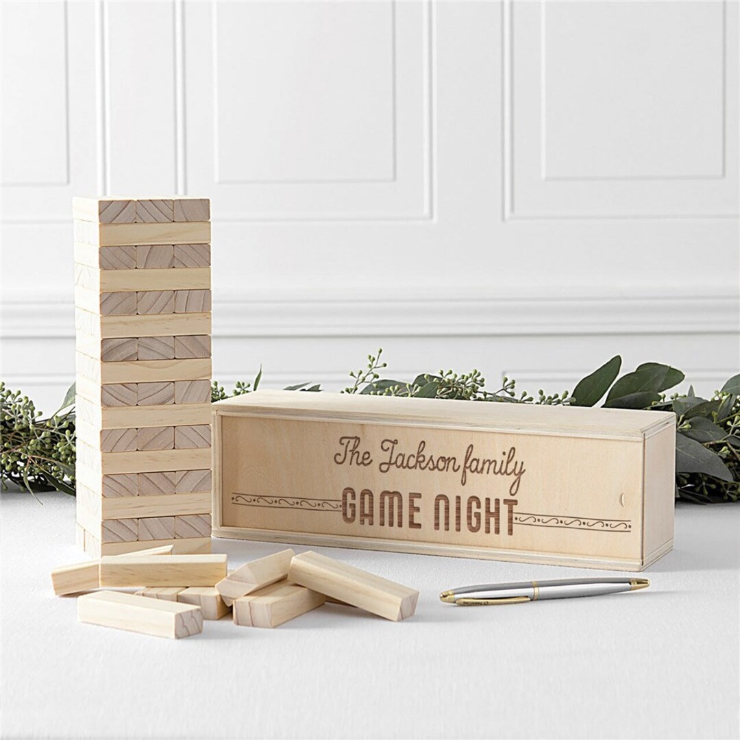 Engraved Family Game Night Blocks, Blocks, Wood Blocks, Family Game ...