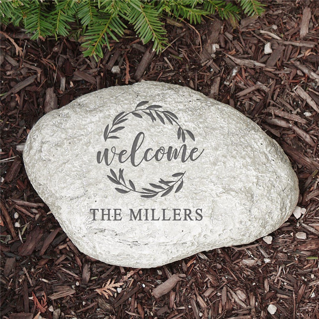 Engraved Welcome Garden Stone, Garden Decor, Personalized Garden Stone ...