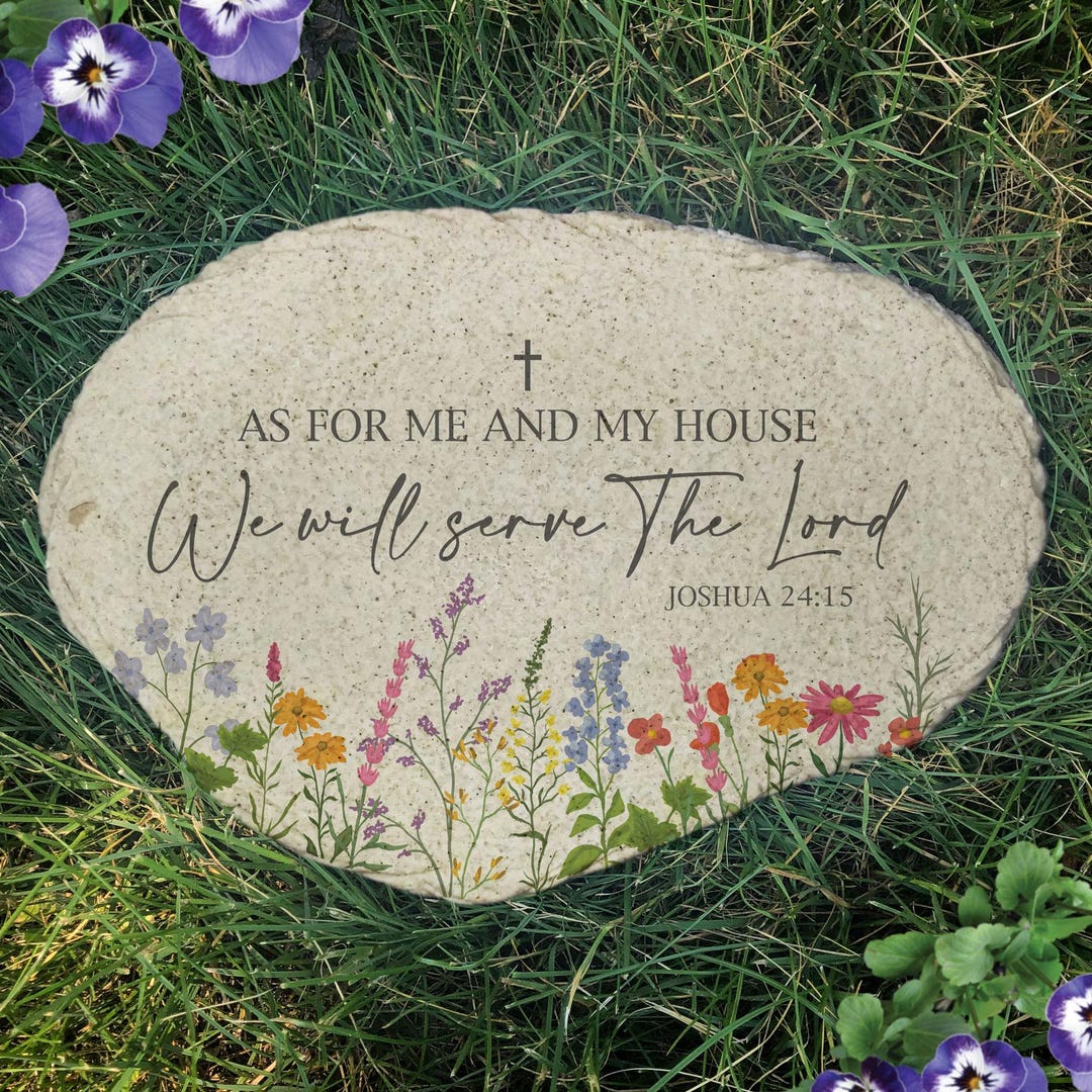 Bible Verse Flat Garden Stone, Christian Garden Decor, Outdoor Family ...