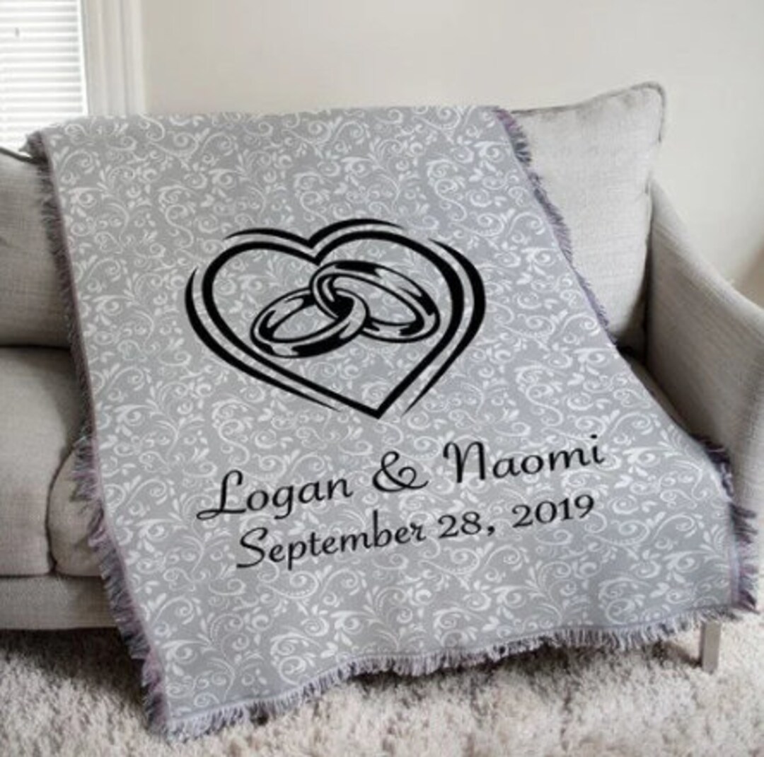 Personalized Heart With Wedding Rings Afghan Throw, Personalized ...