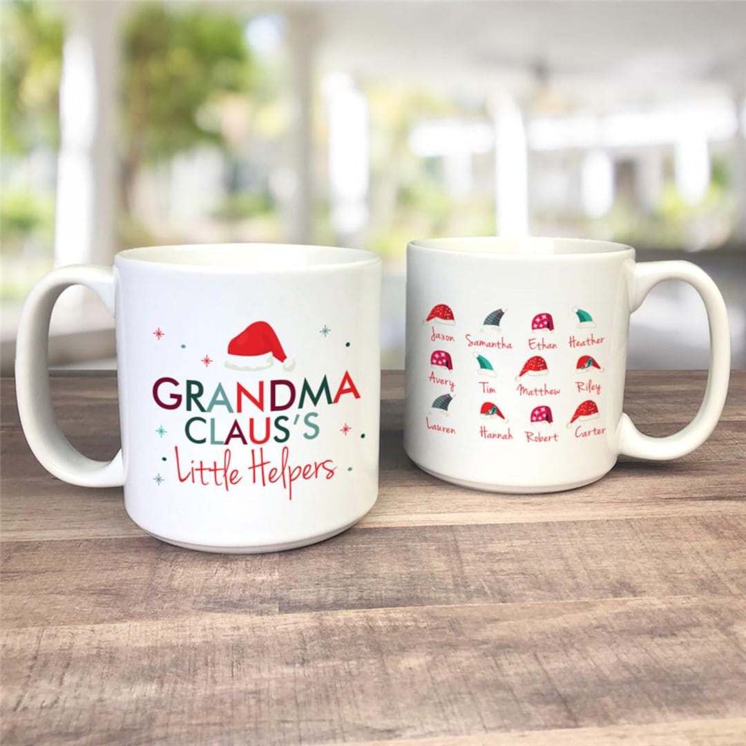 Personalized Grandma Claus's Little Helpers Large Mug, Christmas Mug ...