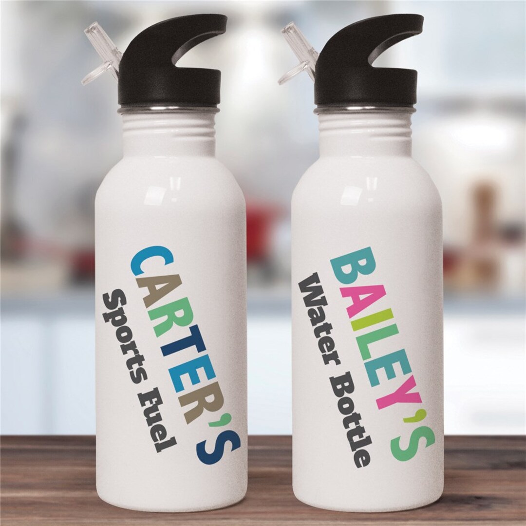 Personalized Alternating Colors Water Bottle, School Water Bottle With ...