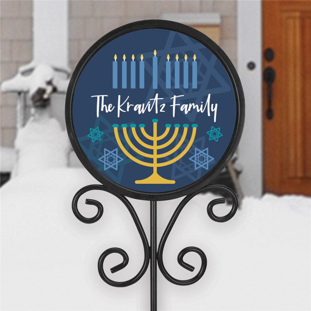 Personalized Menorah Round Magnetic Sign Set, Personalized Garden Sign ...