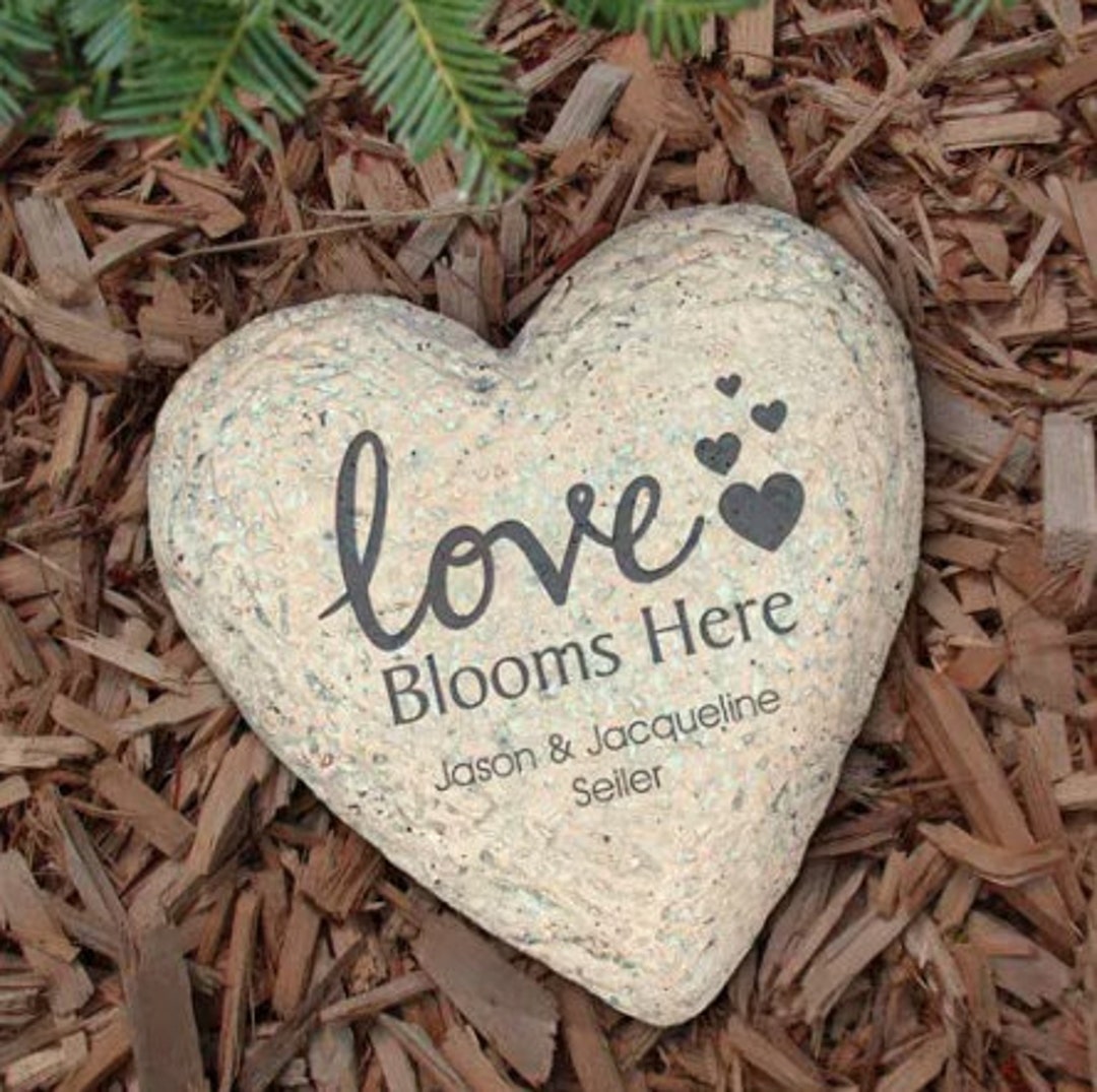 Engraved Love Blooms Here Garden Stone, Garden Decor, Custom Wedding ...