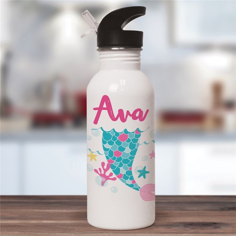 Personalized Mermaid Tail Water Bottle Mermaid Water Bottle - Etsy