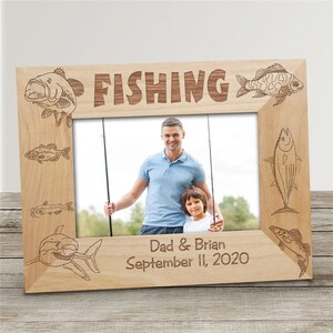 Engraved Fishing Wood Picture Frame, Fishing Gifts, Personalized ...