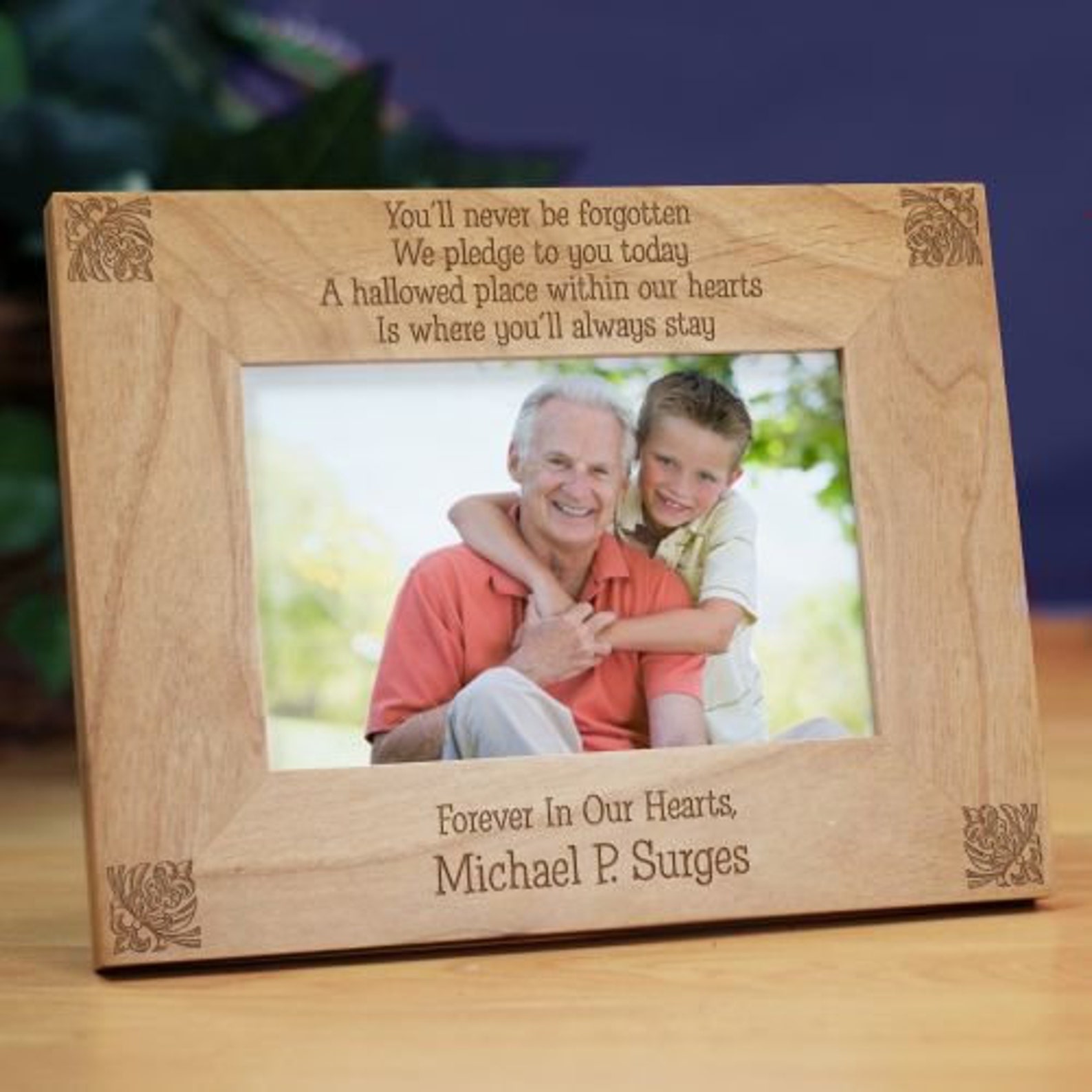 You'll Never Be Forgotten Memorial Wood Picture Frame, Memorial Gift ...