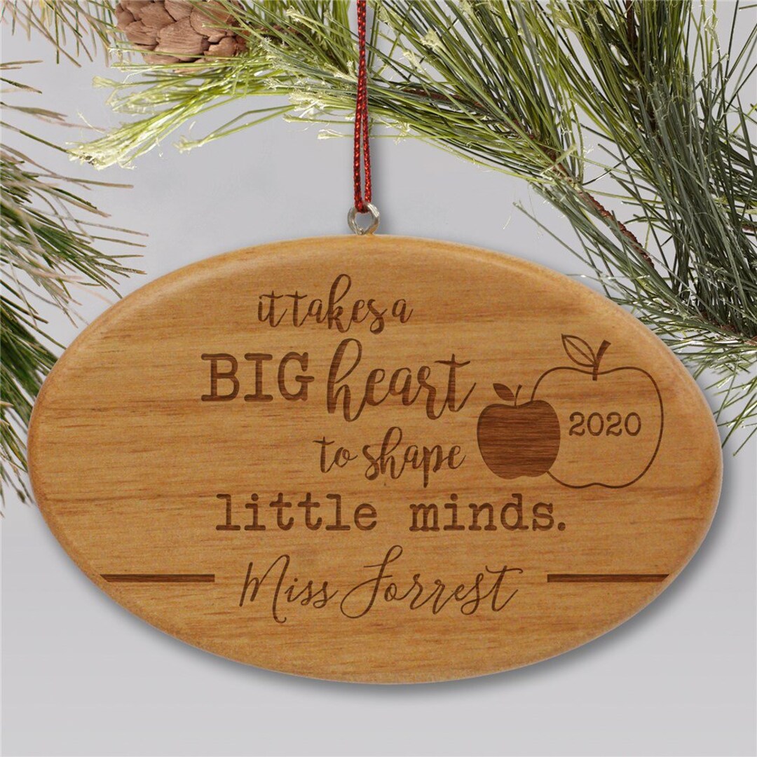 Engraved It Takes a Big Heart Teacher Ornament, Personalized Teacher ...