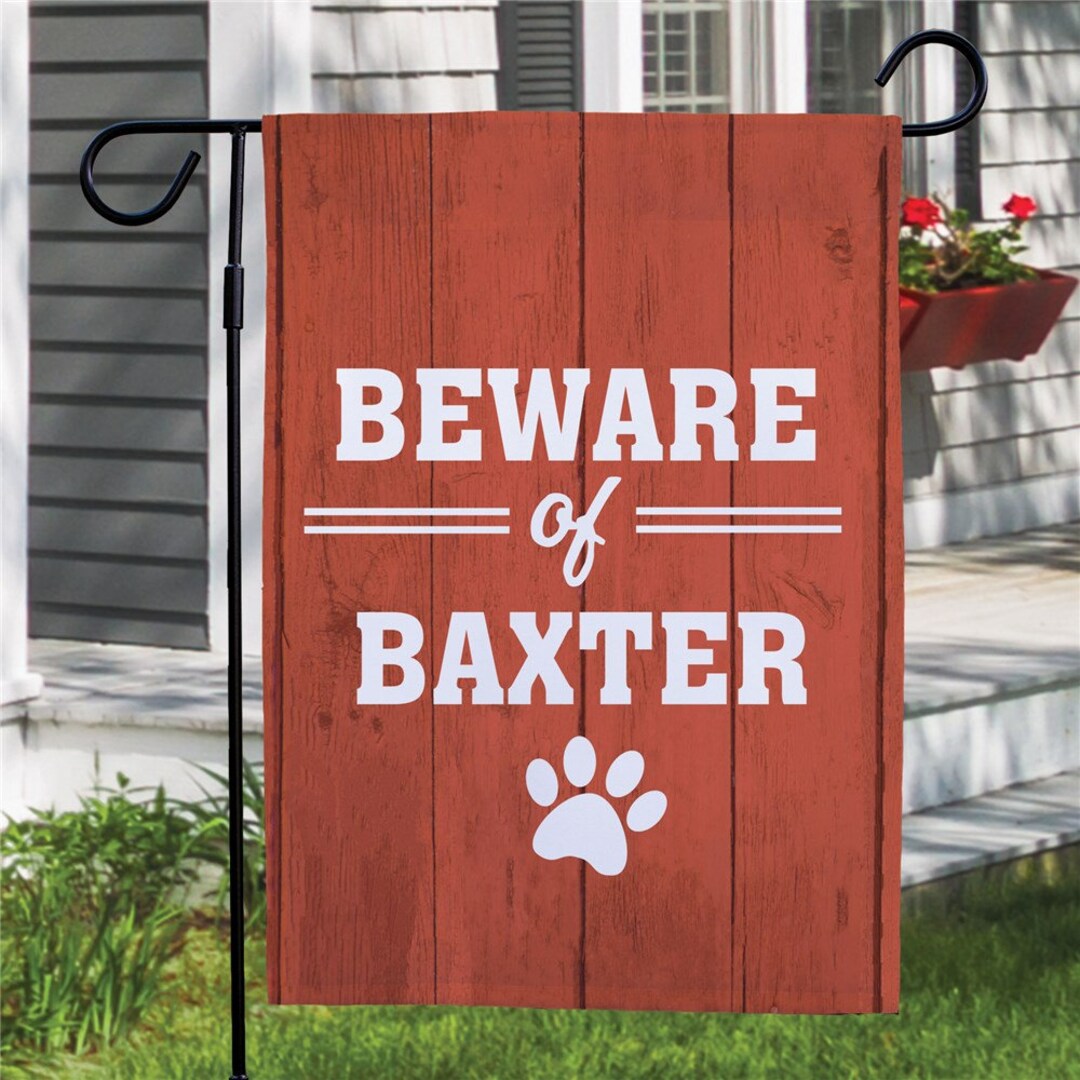 Personalized Beware of Dog Garden Flag, Personalized Dog Garden Flag ...