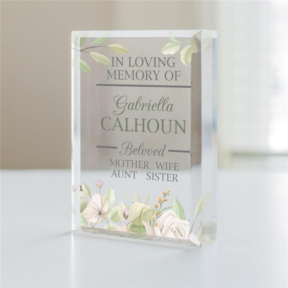 Personalized Floral in Loving Memory Acrylic Keepsake Block, Acrylic ...