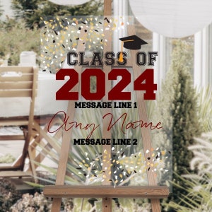 Class of Personalized Graduation Sign, Made of Acrylic, Measures 18x24 ...