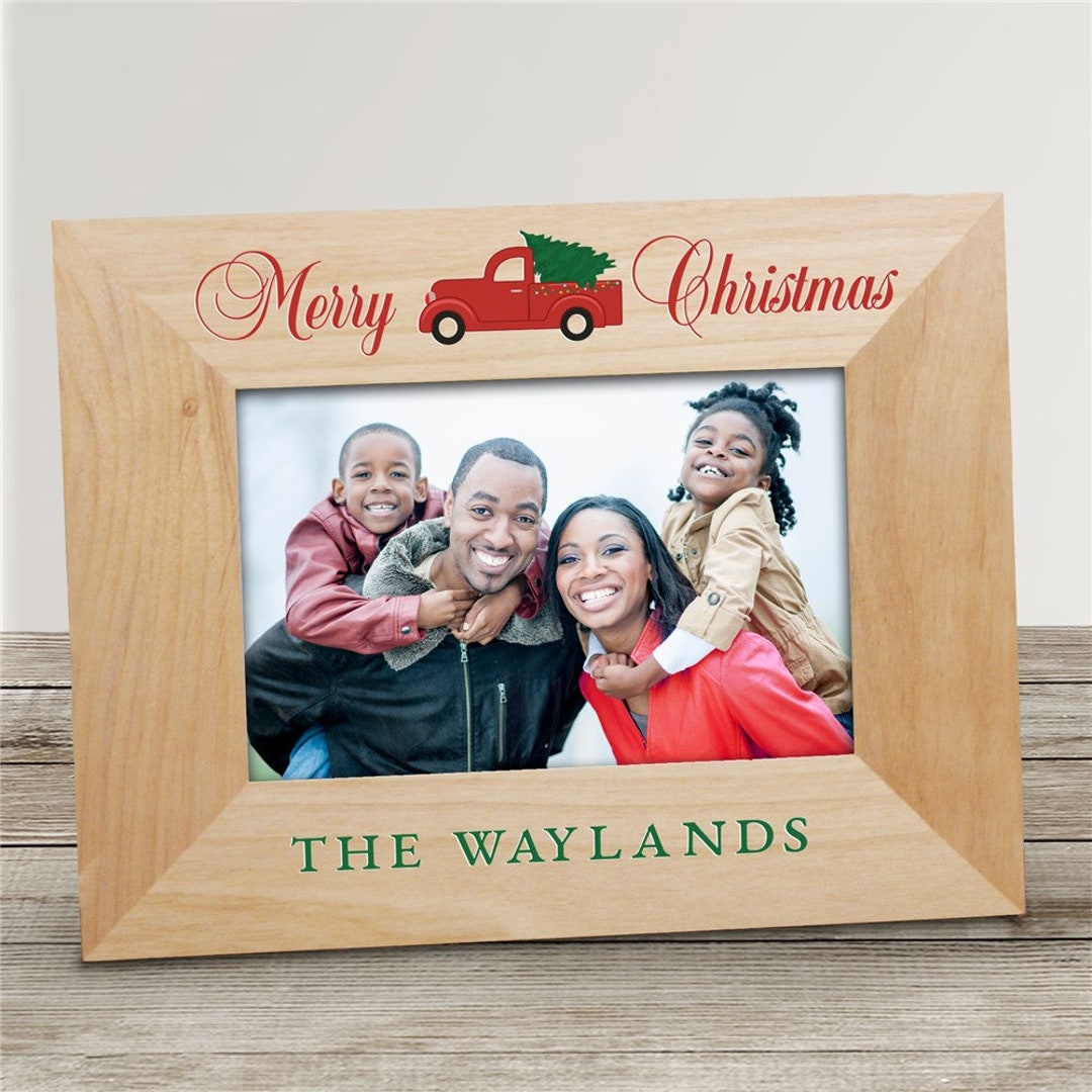 Merry Christmas Wood Personalized Picture Frame, Happy Holidays Picture ...