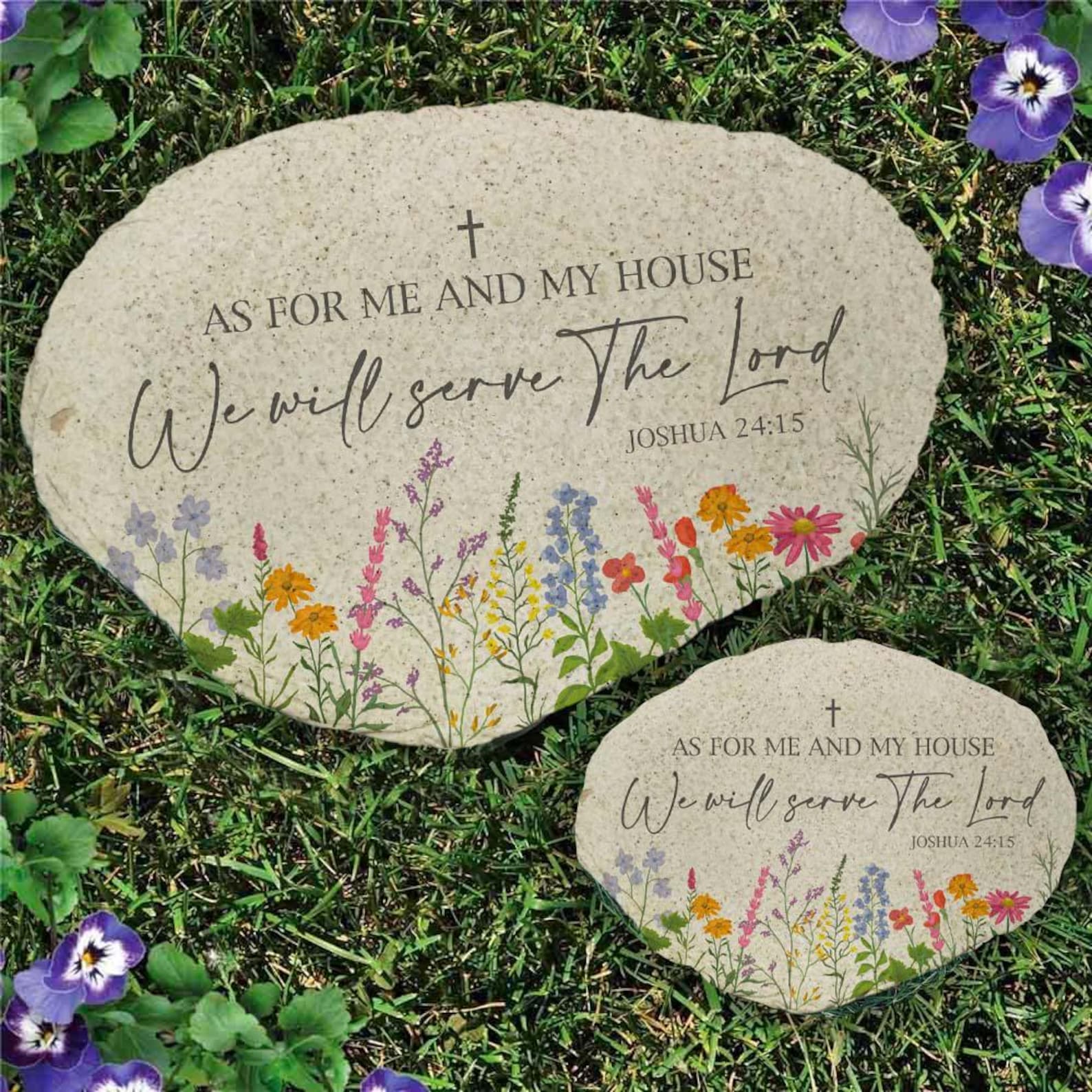 Bible Verse Flat Garden Stone, Christian Garden Decor, Outdoor Family ...