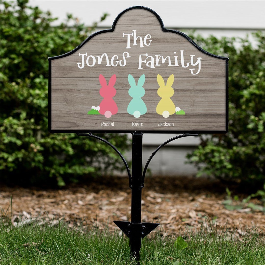 Personalized Colorful Bunny Family Magnetic Yard Sign Set, Easter ...