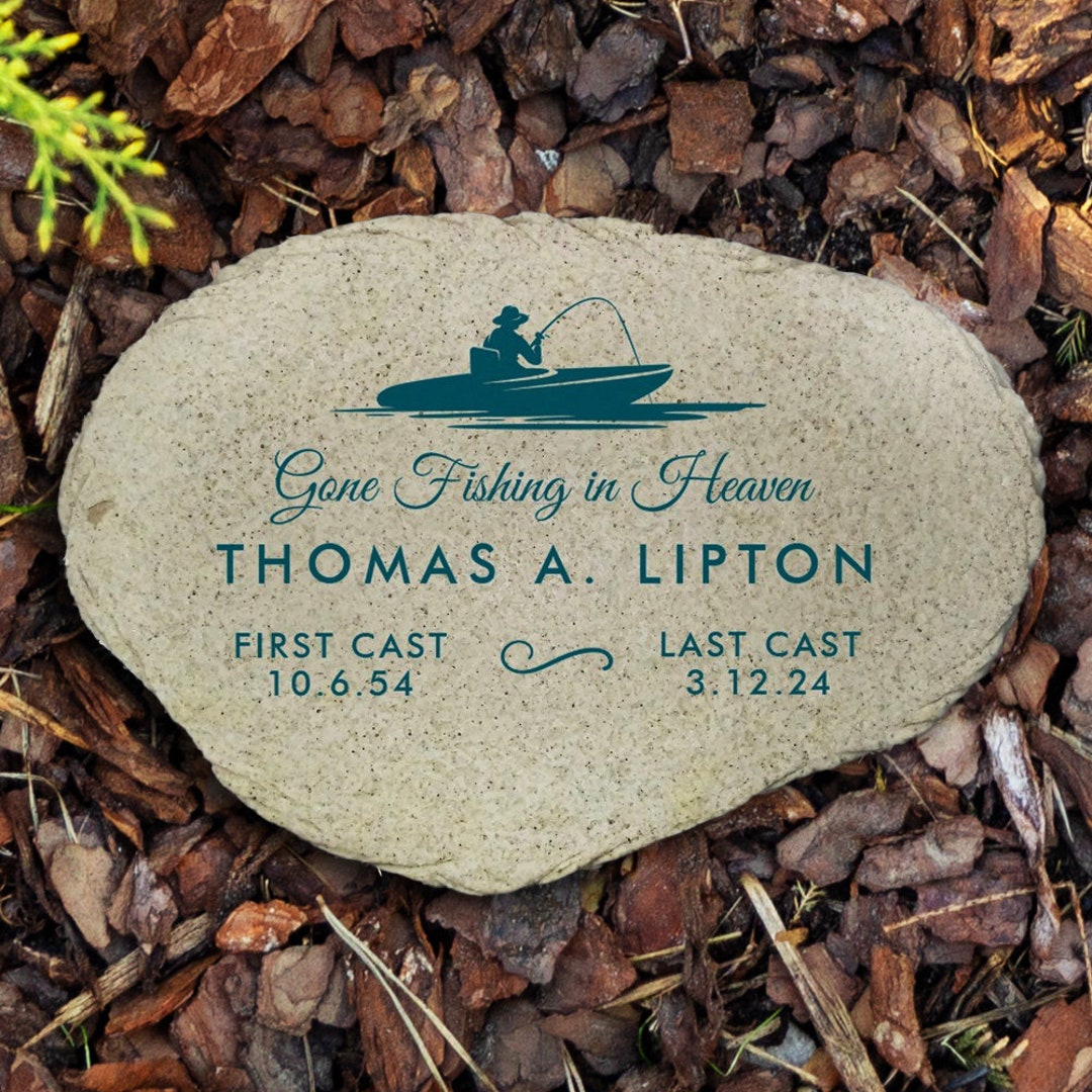 Gone Fishing in Heaven Personalized Memorial Garden Stone, in Memory of ...