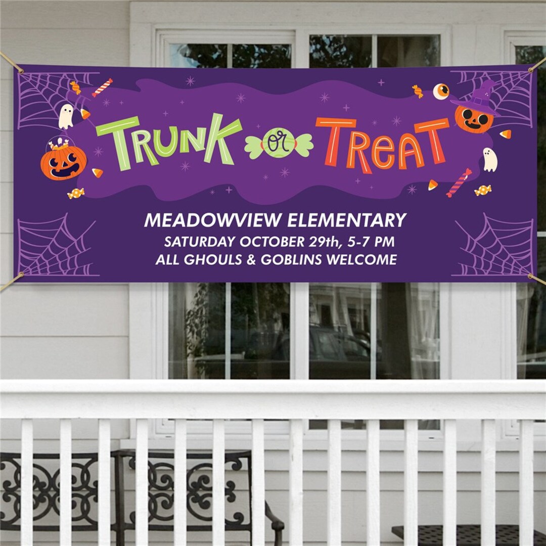 Personalized Trunk or Treat Banner, Halloween Event, Banner, Halloween ...