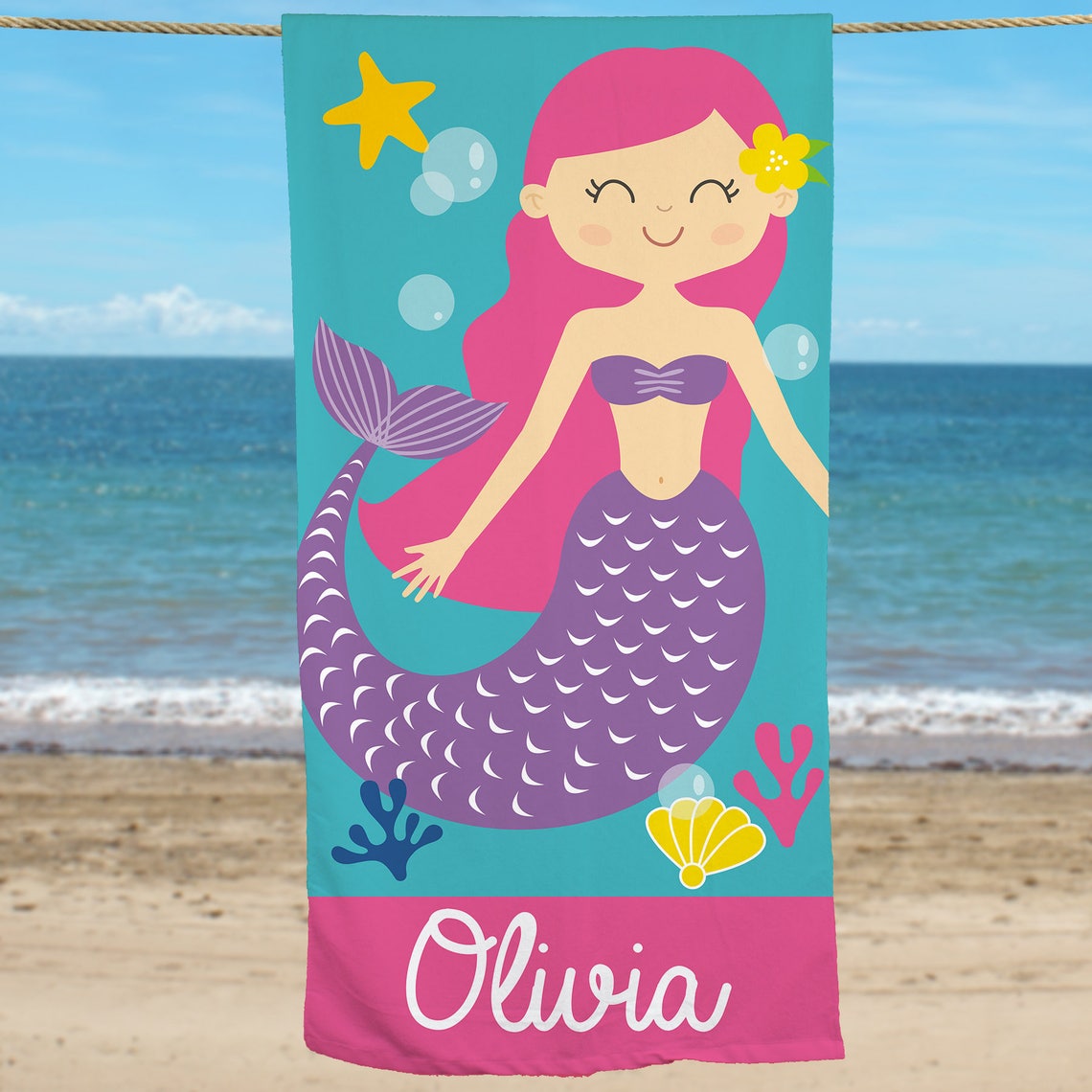 Mermaid Personalized Beach Towel Beach Pool Summer - Etsy