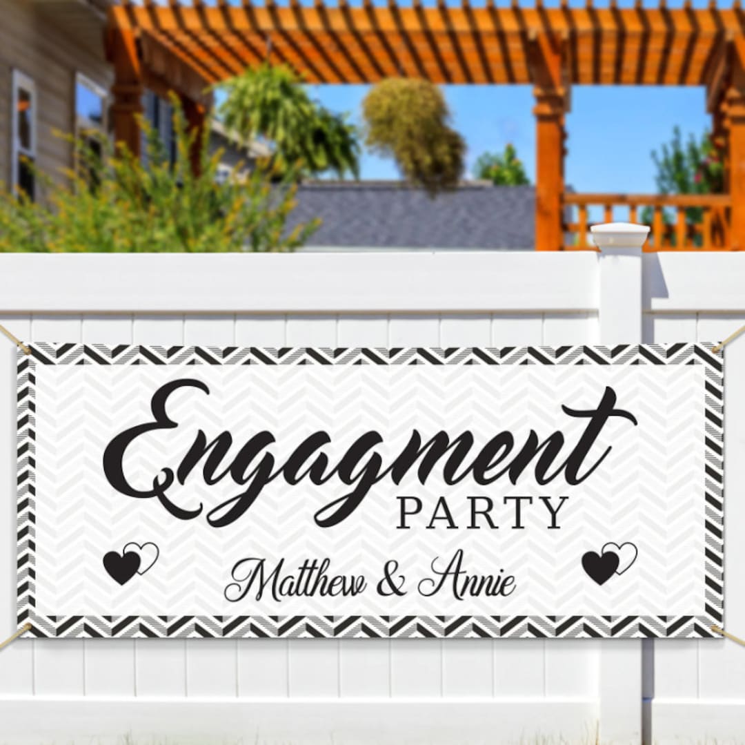 Personalized Engagement Party Banner, Couples Engagement Banner ...
