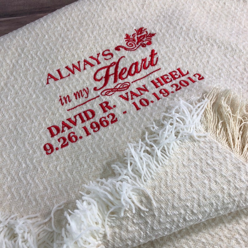 Embroidered Memorial Throw Blanket personalized memorial | Etsy
