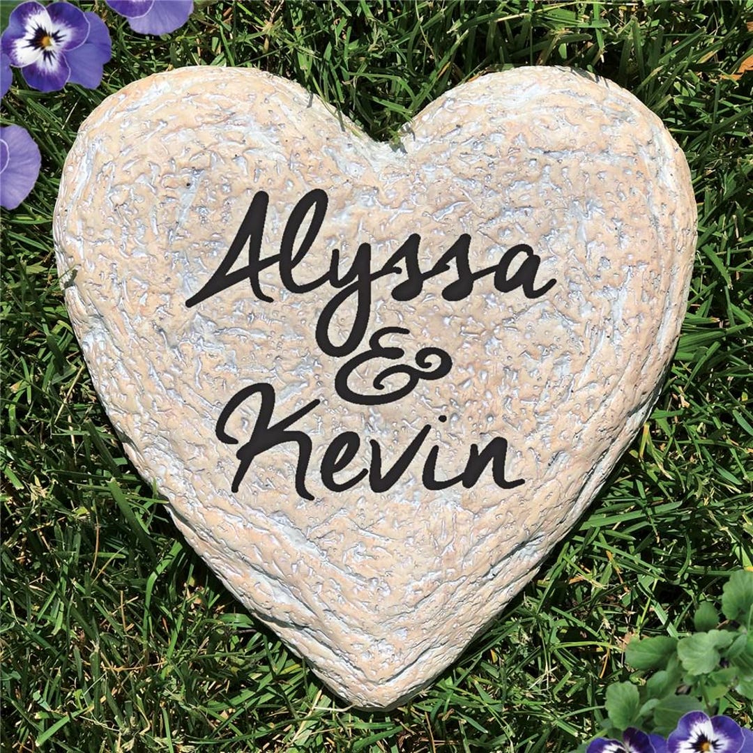 Engraved Couples Heart Garden Stone, Garden Decor, Couples Gift ...