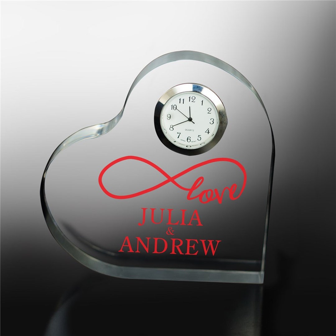 Personalized Infinity Love Heart Clock Keepsake, Anniversary Gift ...