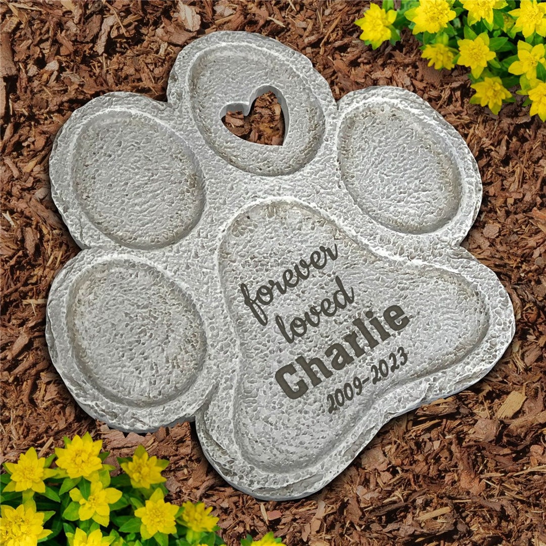 Engraved Forever Loved Paw Print Stone Personalized Pet - Etsy