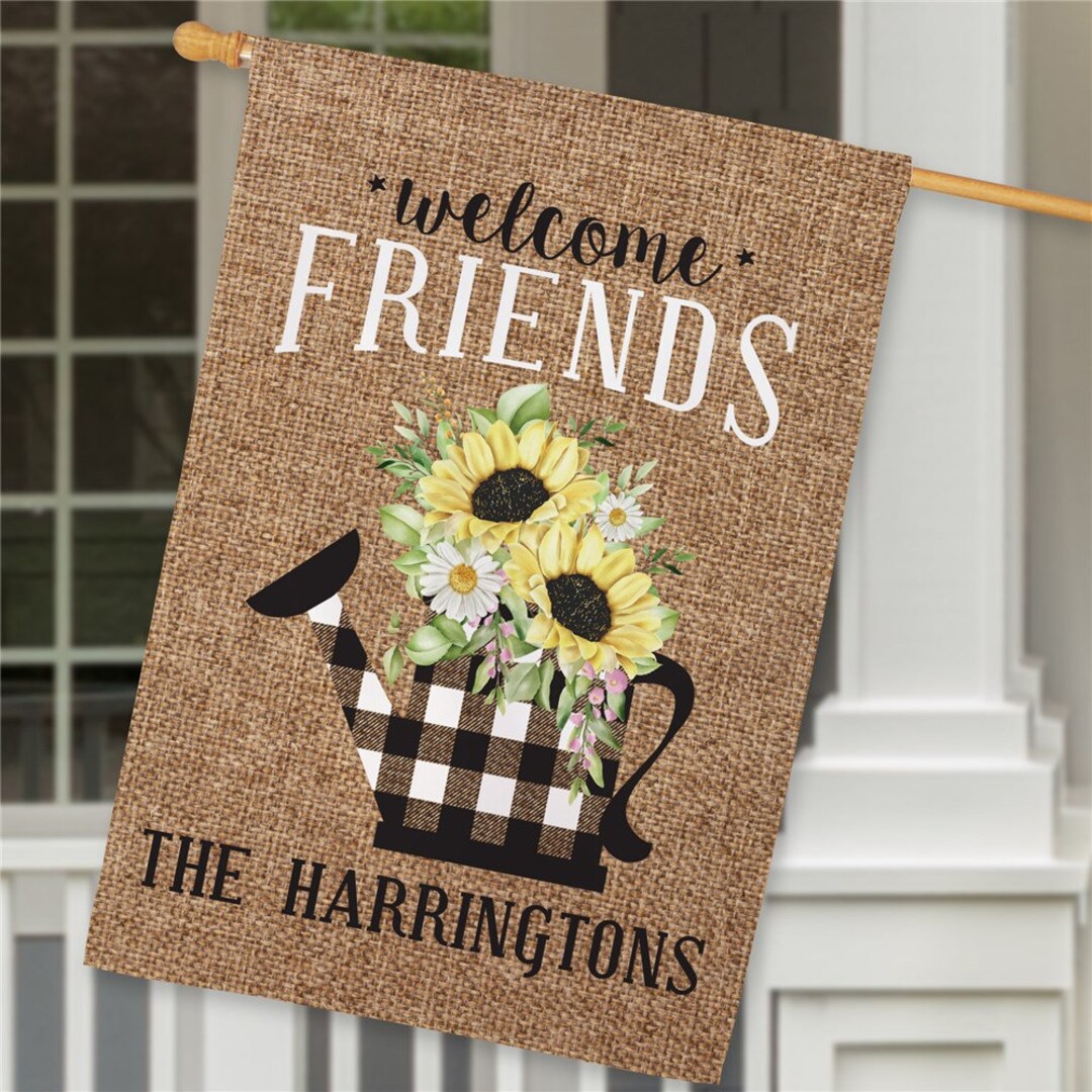 Welcome Friends Personalized House Flag, Flag, Outdoor Gifts, Spring ...