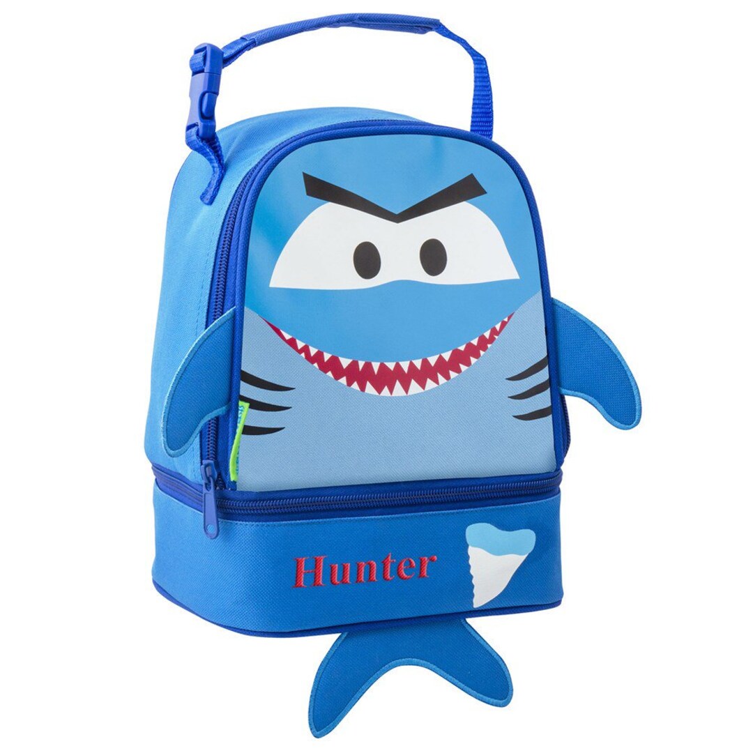 Personalized Shark Lunch Box, Boys Blue Lunch Bag, Embroidered Lunch ...