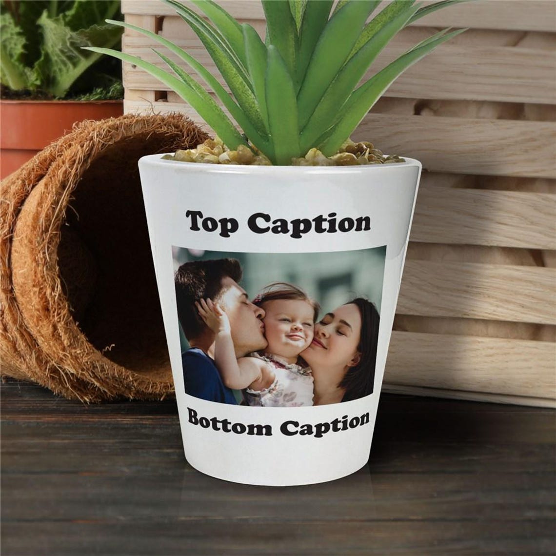 Personalized Flower Pot, Photo Flower Pot, Small Planter, Succulent Pot ...