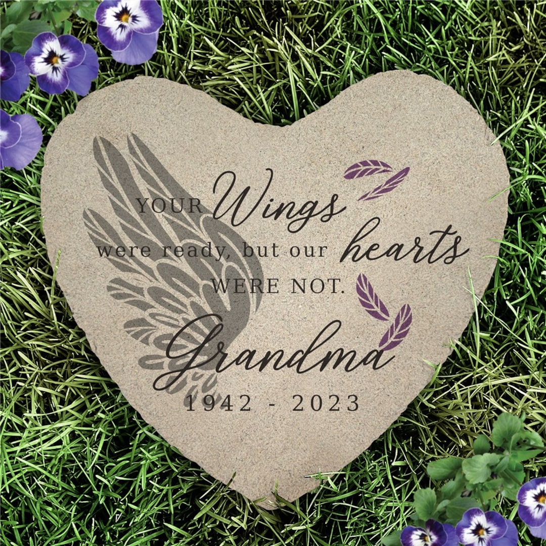 Personalized Your Wings Were Ready Heart Flat Stone, Memorial Garden ...