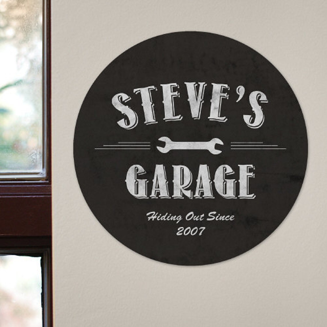 Personalized My Garage Round Wall Sign, Man Cave, Decor, Home, Indoor ...