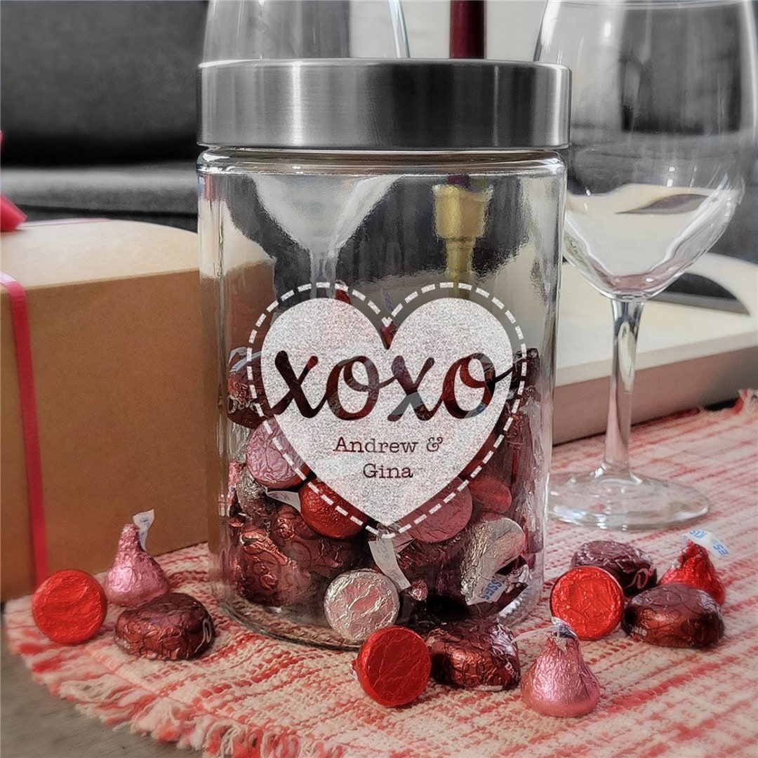 Engraved XOXO Treat Jarengraved Wishes for Grad Glass Jar, Valentine ...