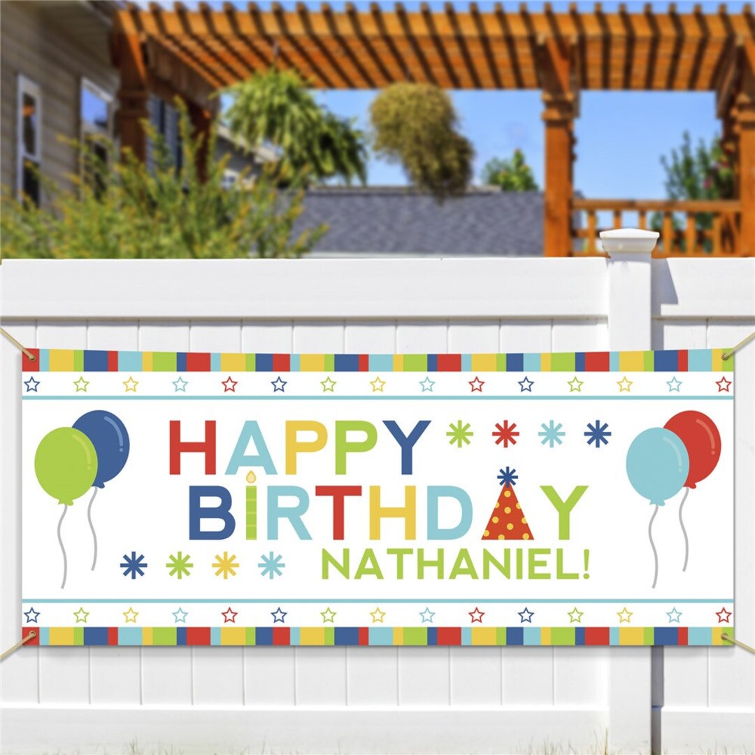 Personalized Happy Birthday Banner, Colorful Happy Birthday Sign ...
