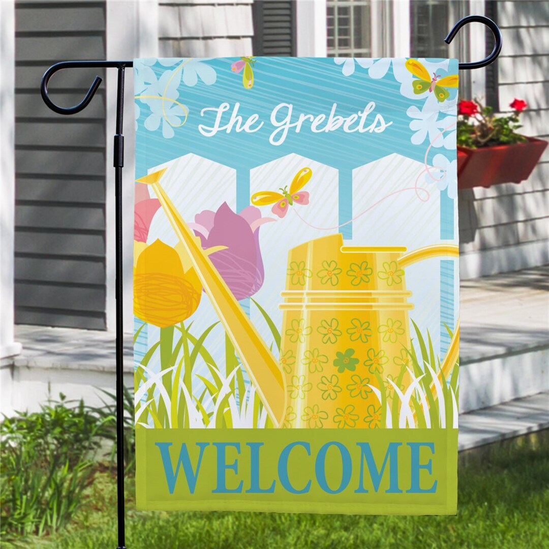 Personalized Watering Can Garden Flag, Custom Double Sided Garden Flag ...