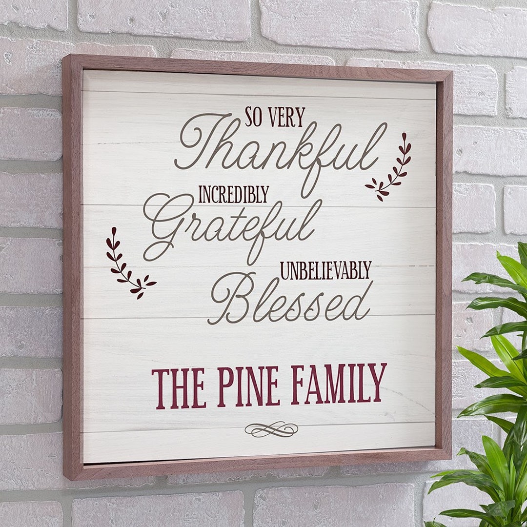 Personalized Thankful Grateful Blessed Wall Decor, Fall Home Decor With ...