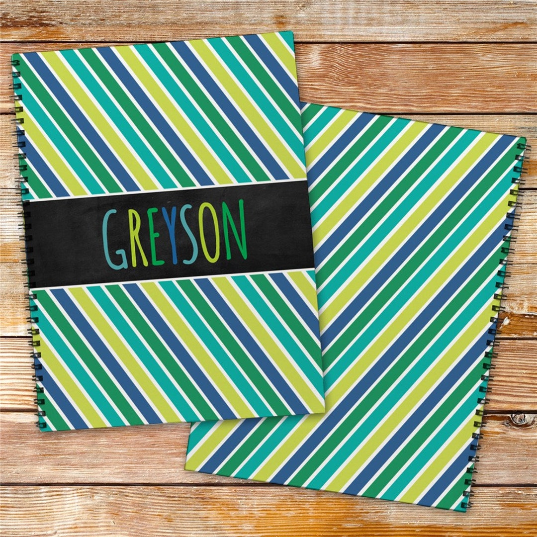 Personalized Colored Stripes Notebook Set, Back to School, School ...