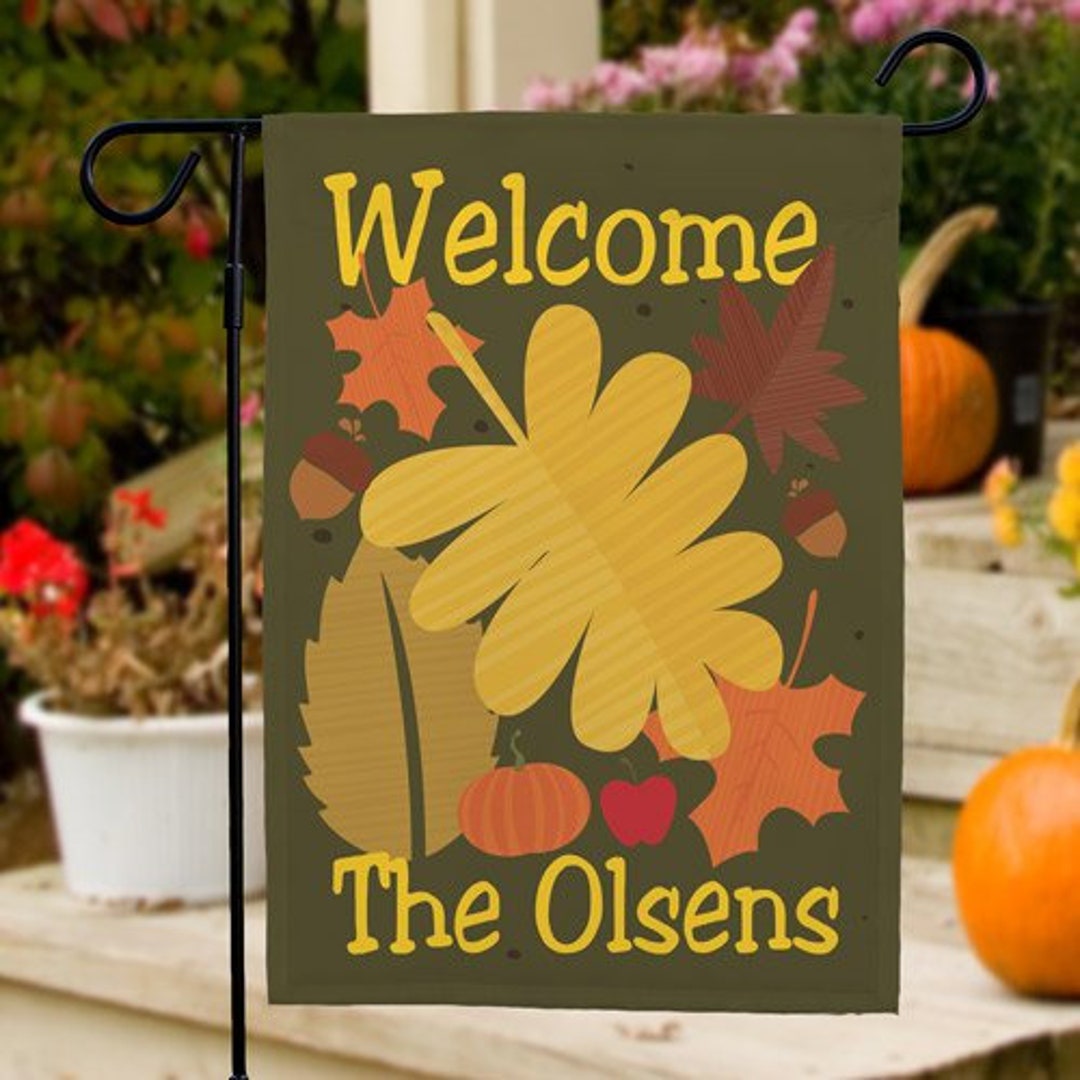 Personalized Fall Garden Flag, Autumn Flag, Custom Welcome Flag ...